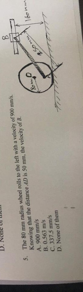 Solved D. None f m The 80 mm radius wheel rolls to the left | Chegg.com