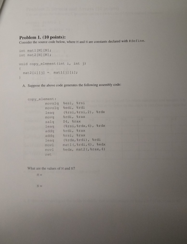 Solved Problem 1. (10 points): Consider the source code | Chegg.com