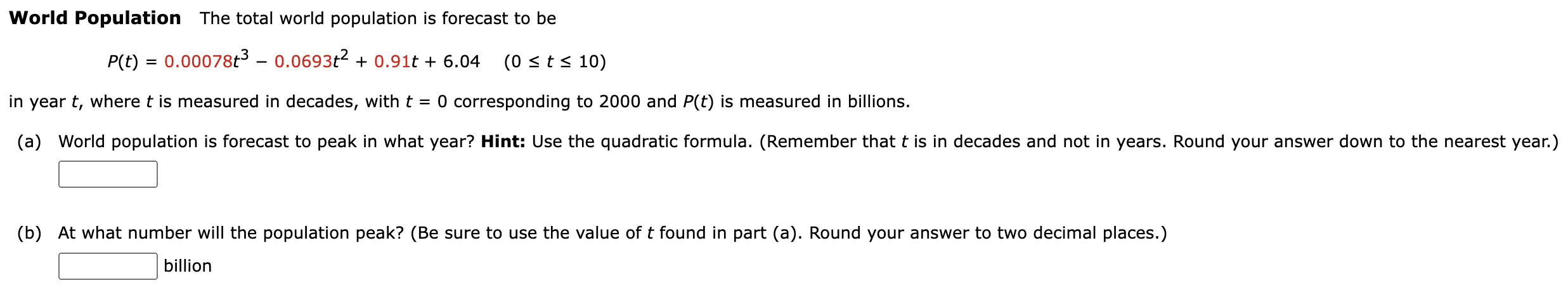Solved World Population The total world population is | Chegg.com