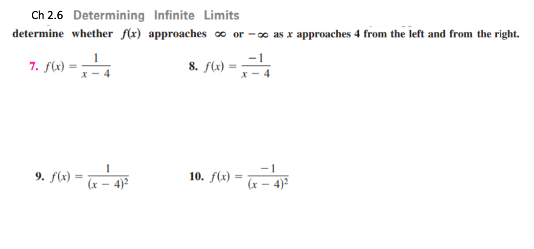 Solved Ch 2.6 Determining Infinite Limits determine whether | Chegg.com