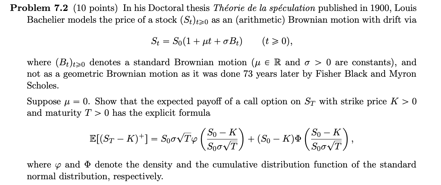 Solved Problem 7.2 (10 points) In his Doctoral thesis | Chegg.com