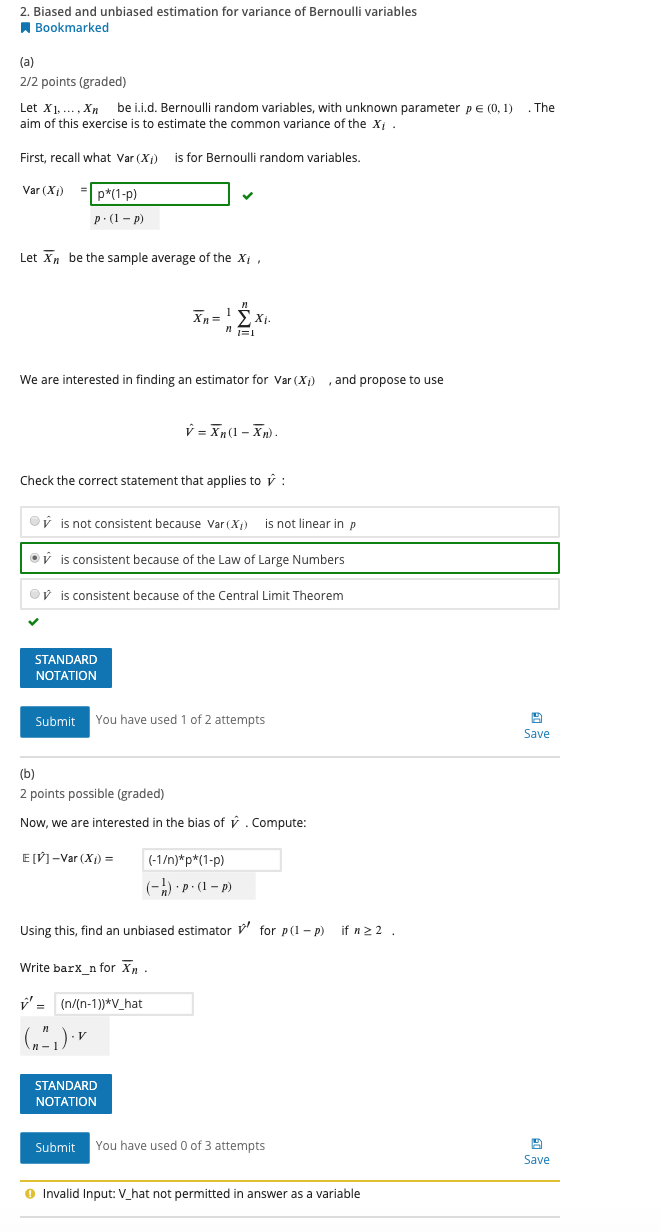 Solved 2. Biased and unbiased estimation for variance of | Chegg.com