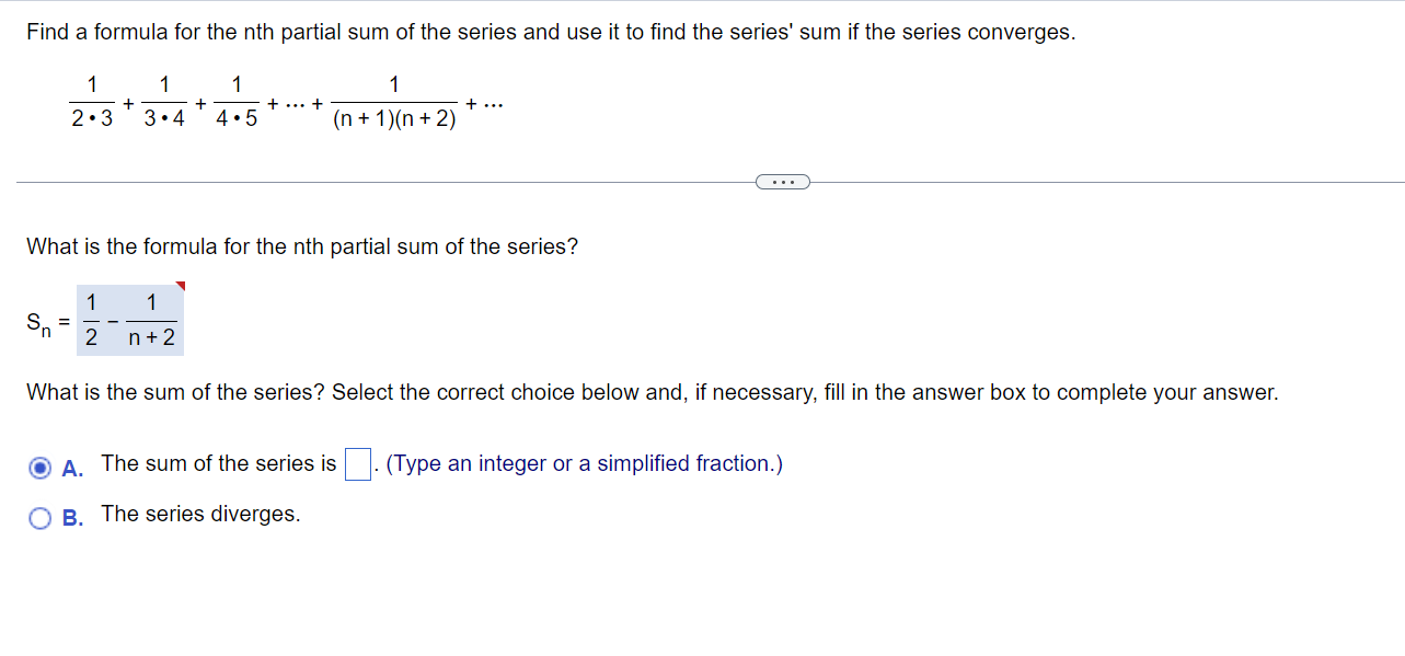 Solved Find a formula for the nth partial sum of the series | Chegg.com