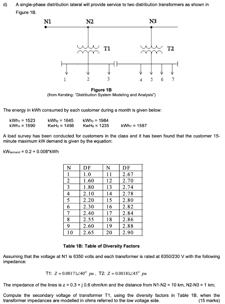 d) A single-phase distribution lateral will provide | Chegg.com