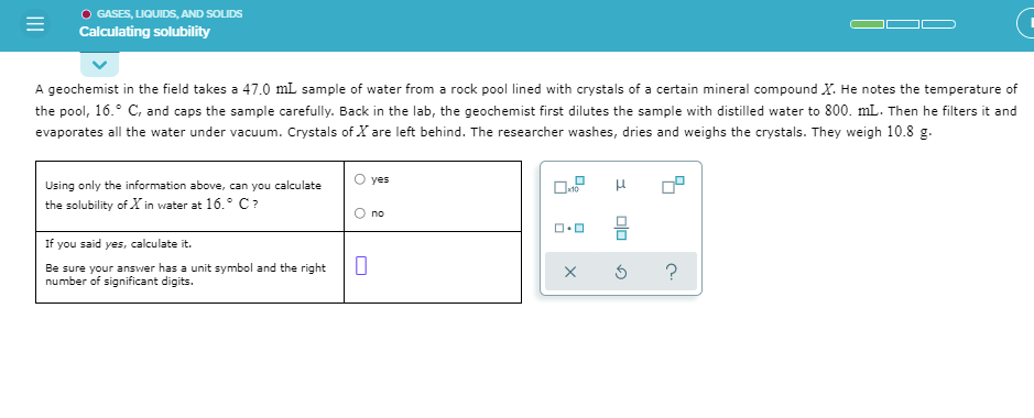 Solved = GASES, LIQUIDS, AND SOLIDS Calculating solubility A | Chegg.com