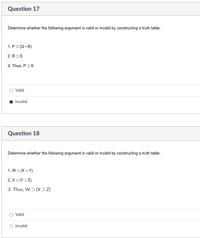 Determine whether the following argument is valid or | Chegg.com