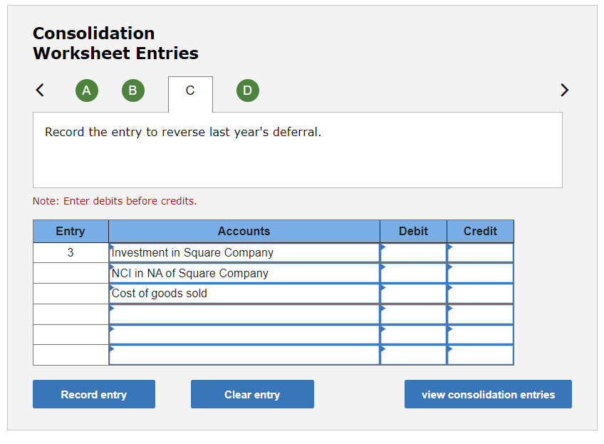 \r\n\r\nConsolidation Worksheet Entries Record the | Chegg.com
