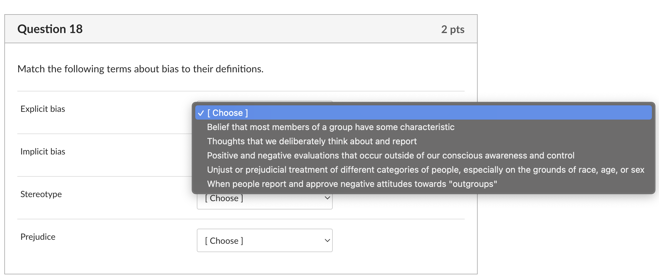 Solved Match the following terms about bias to their | Chegg.com