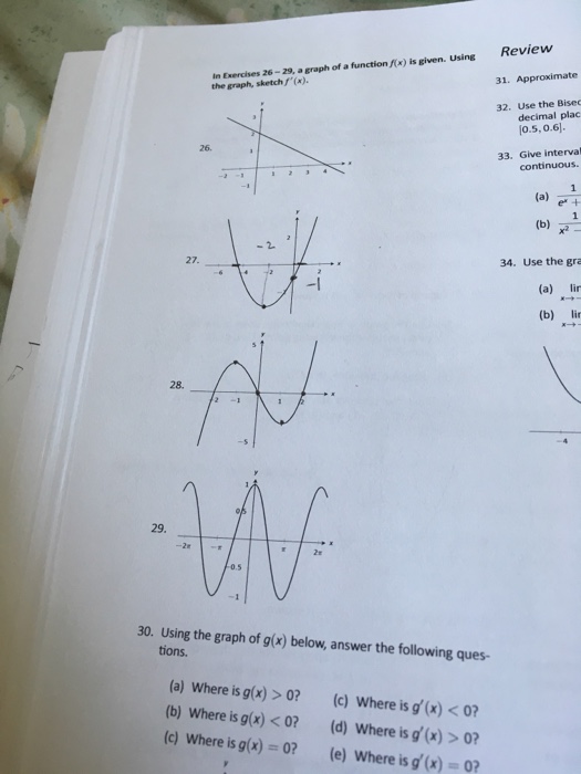 Solved Review in Exercises 26-29, a graph of a functionx) is | Chegg.com