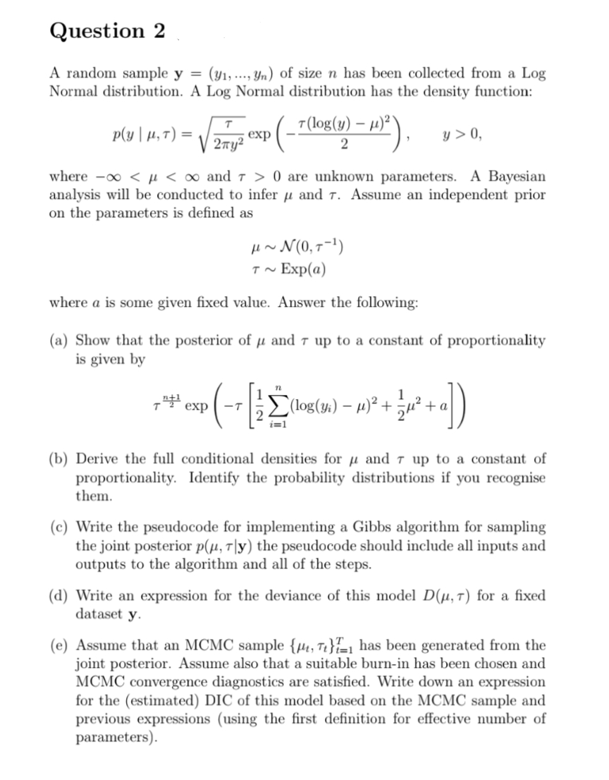 Solved A random sample y=(y1,…,yn) of size n has been | Chegg.com
