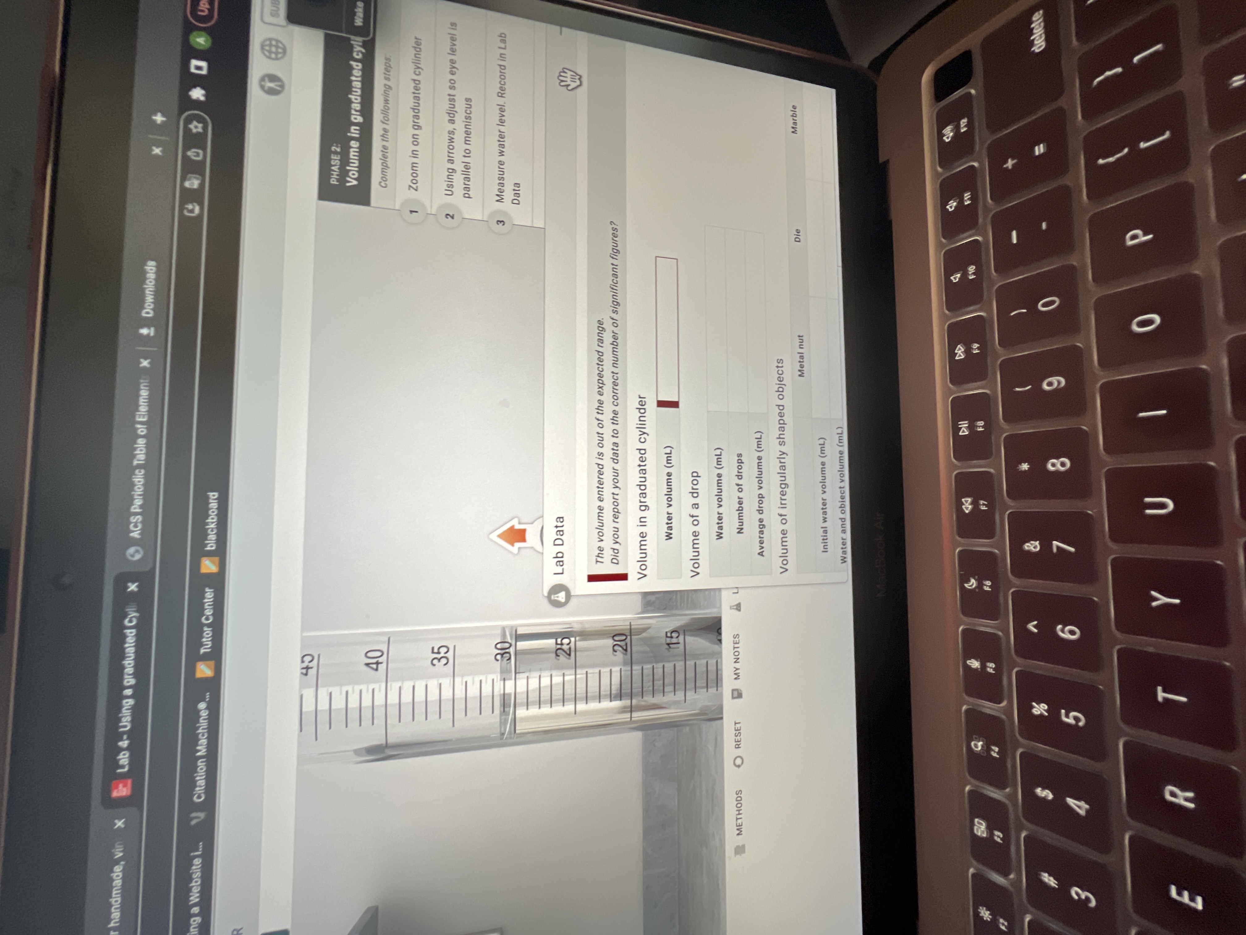 Solved The volume entered is out of the expected range. Did | Chegg.com