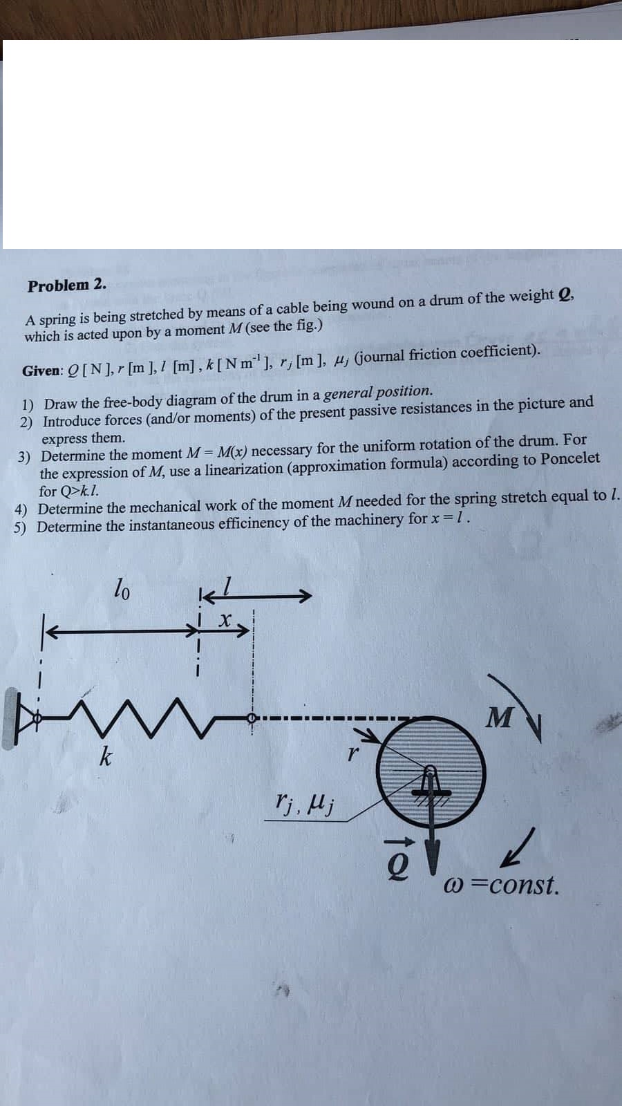 Problem 2. A spring is being stretched by means of a | Chegg.com