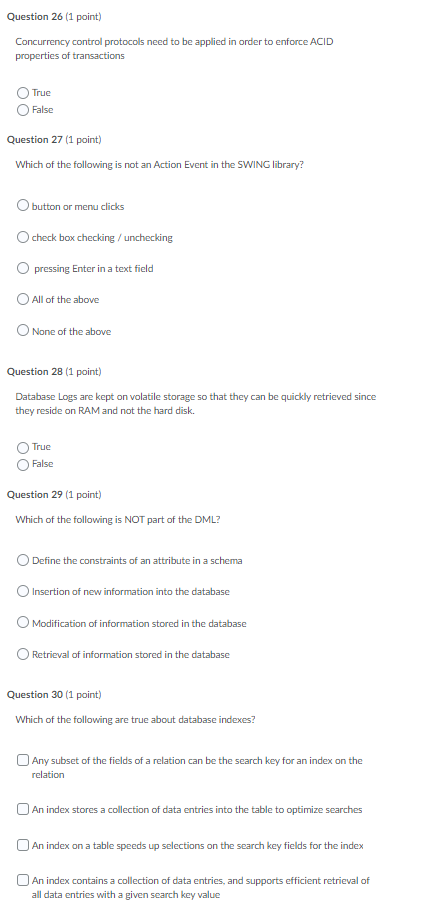 Solved Question 26 (1 point) Concurrency control protocols | Chegg.com