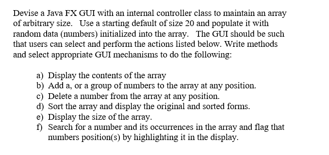 Solved Devise a Java FX GUI with an internal controller | Chegg.com