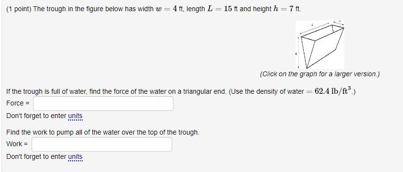 (1 point) The trough in the figure below has width | Chegg.com