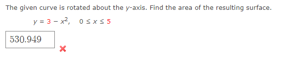 Solved The given curve is rotated about the y-axis. Find the | Chegg.com