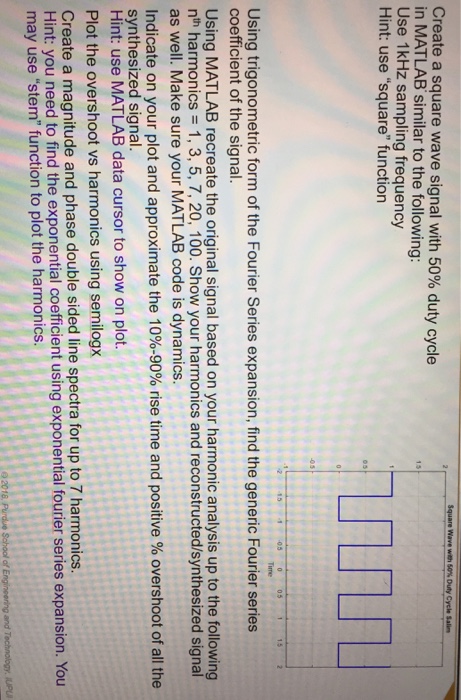 Solved Create a square wave signal with 50% duty cycle in | Chegg.com