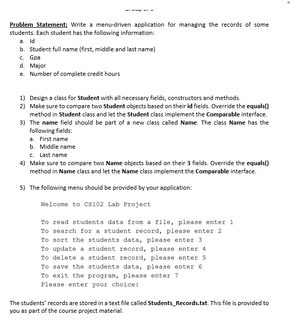 Solved Problem Statement Write A Menu Driven Application 0081