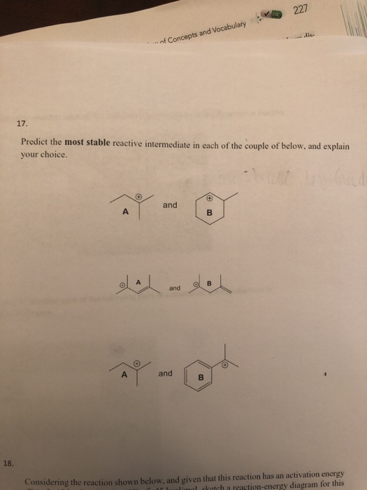 Solved af Concepts and Vocabulary227 Predict the most stable | Chegg.com