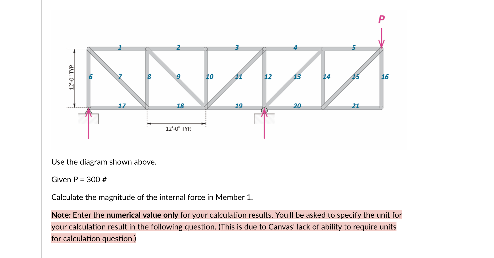 Solved Use the diagram shown above. Given P=300# Calculate | Chegg.com