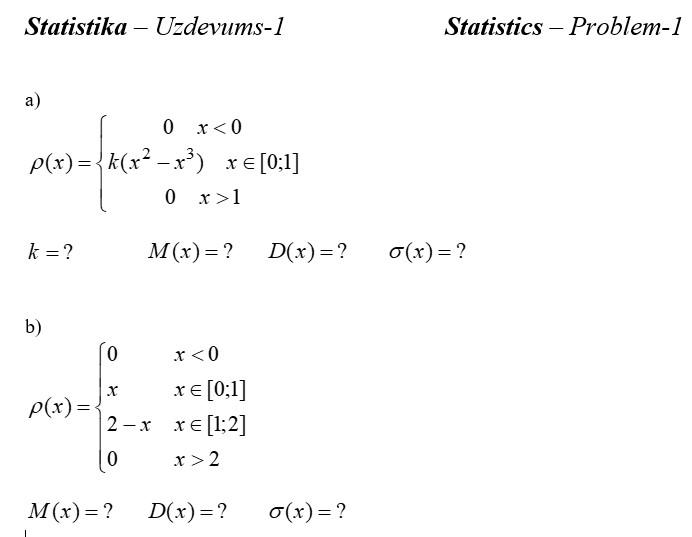 Statistika - Uzdevums-1 Statistics-Problem-1 a) | Chegg.com