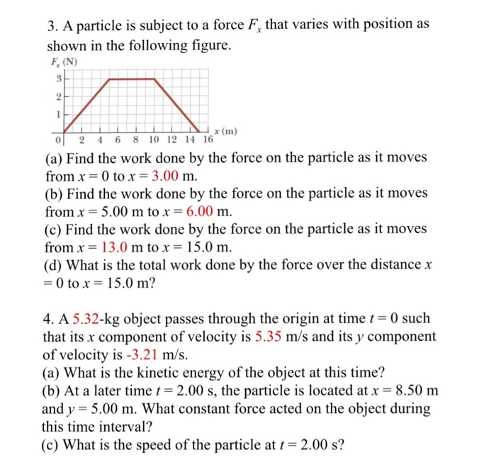 Solved 3. A particle is subject to a force F that varies | Chegg.com