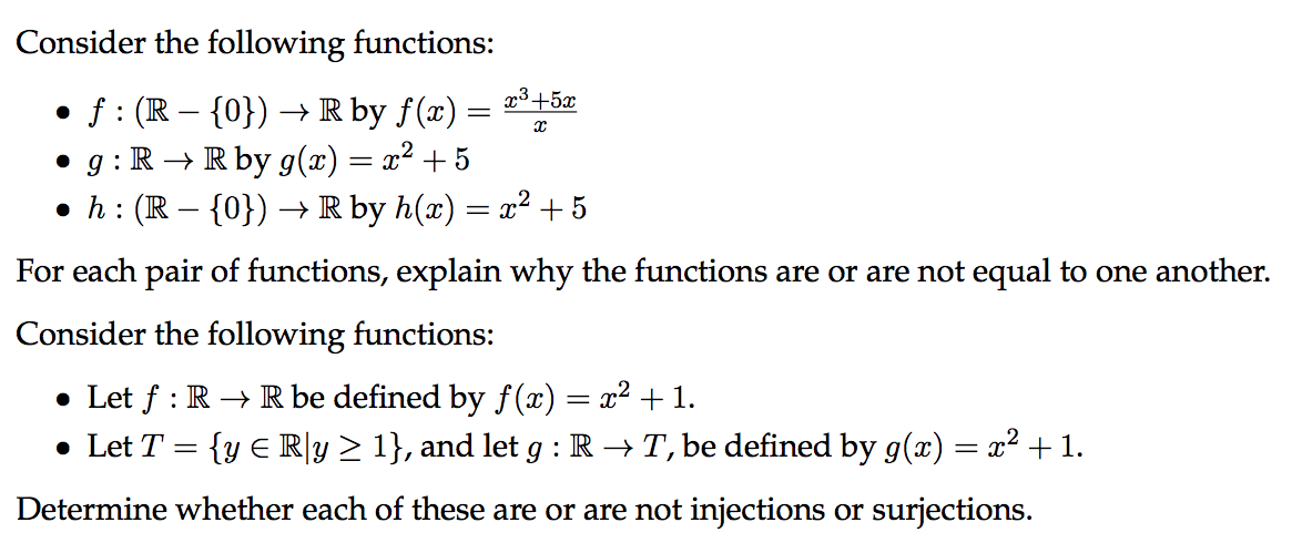 Solved • 9 : Consider the following functions: • f :(R – | Chegg.com