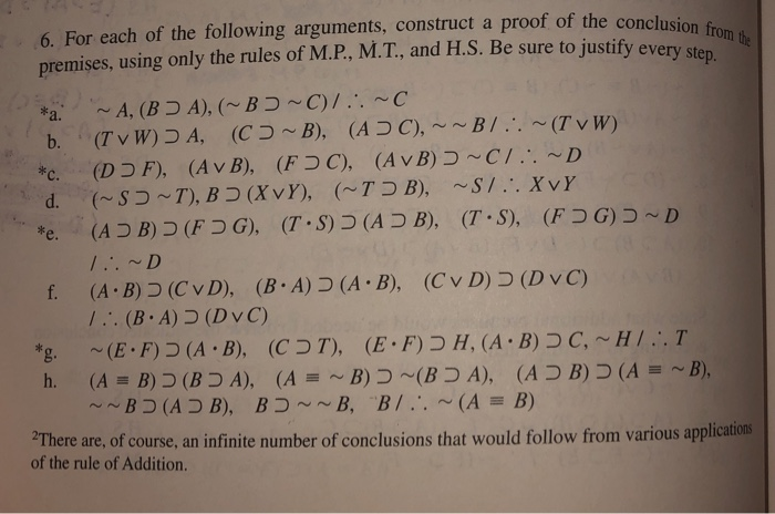 Solved 6. For each of the following arguments, construct a | Chegg.com