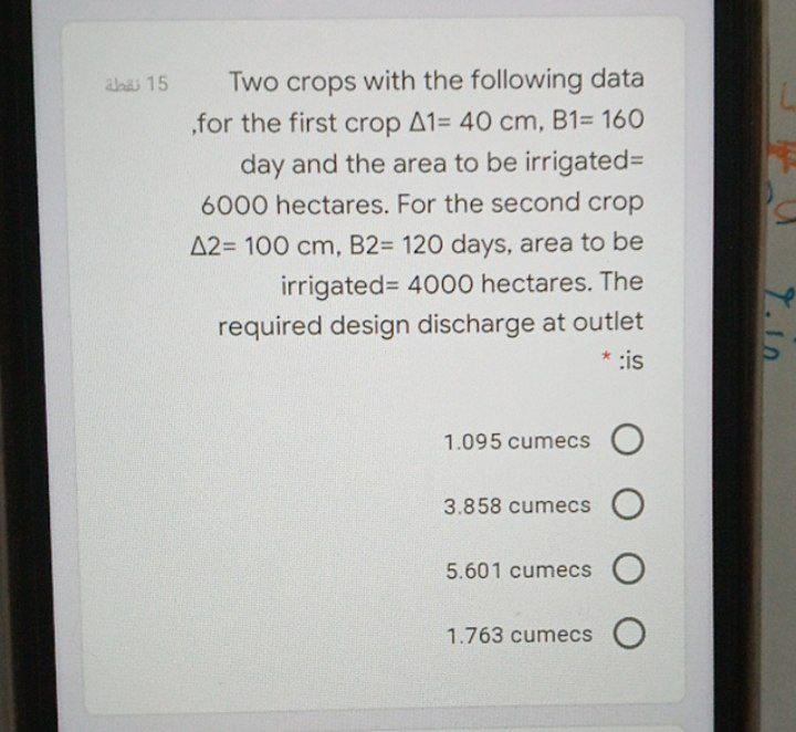 Solved Irrigation and Drainage Engineering I need a solution | Chegg.com