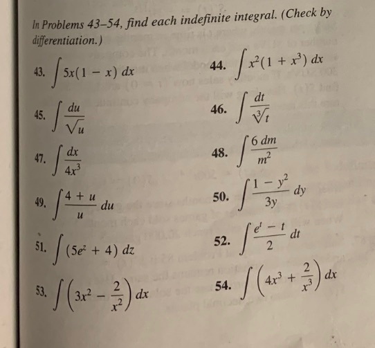 Solved In problems 44, 46, 50, 52: find each indefinite | Chegg.com