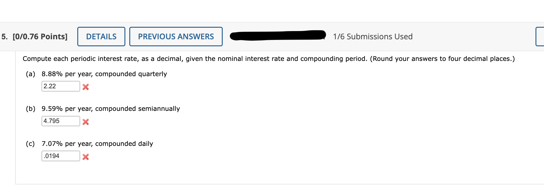 Solved Compute each periodic interest rate, as a decimal, | Chegg.com