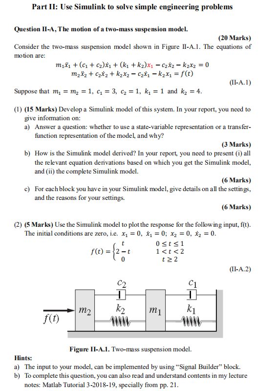Part Ii Use Simulink To Solve Simple Engineering
