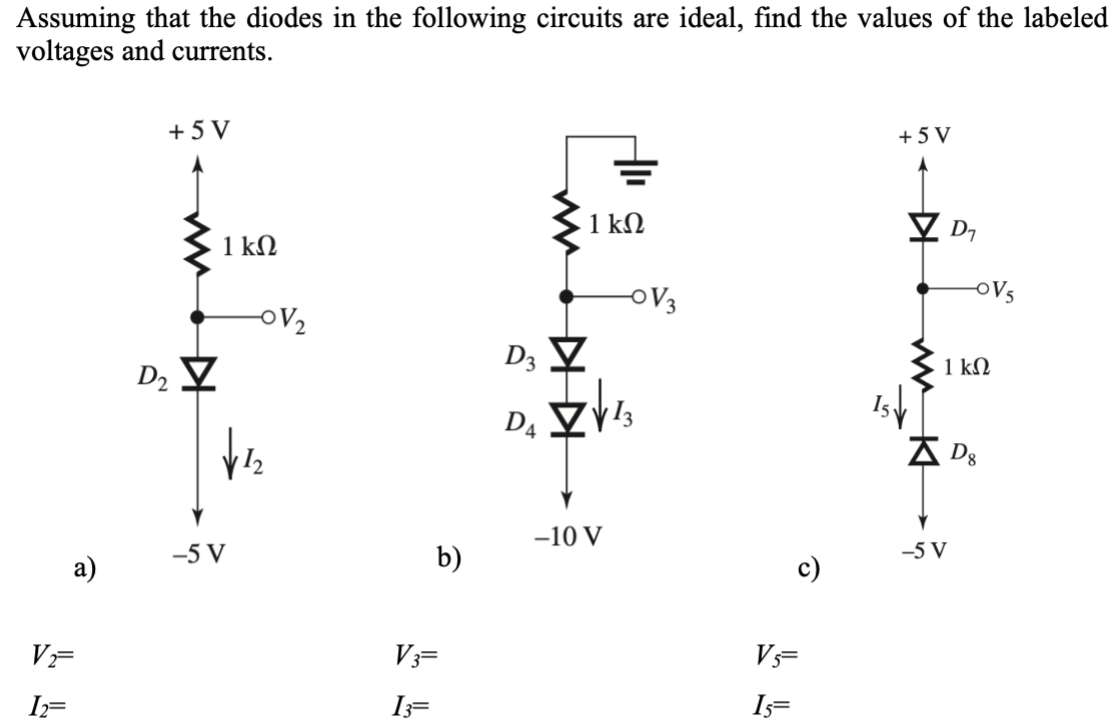 Solved Assuming that the diodes in the following circuits | Chegg.com