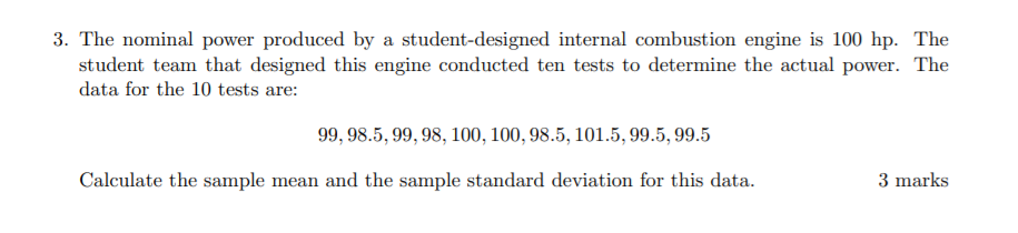 Solved 3. The nominal power produced by a student-designed | Chegg.com