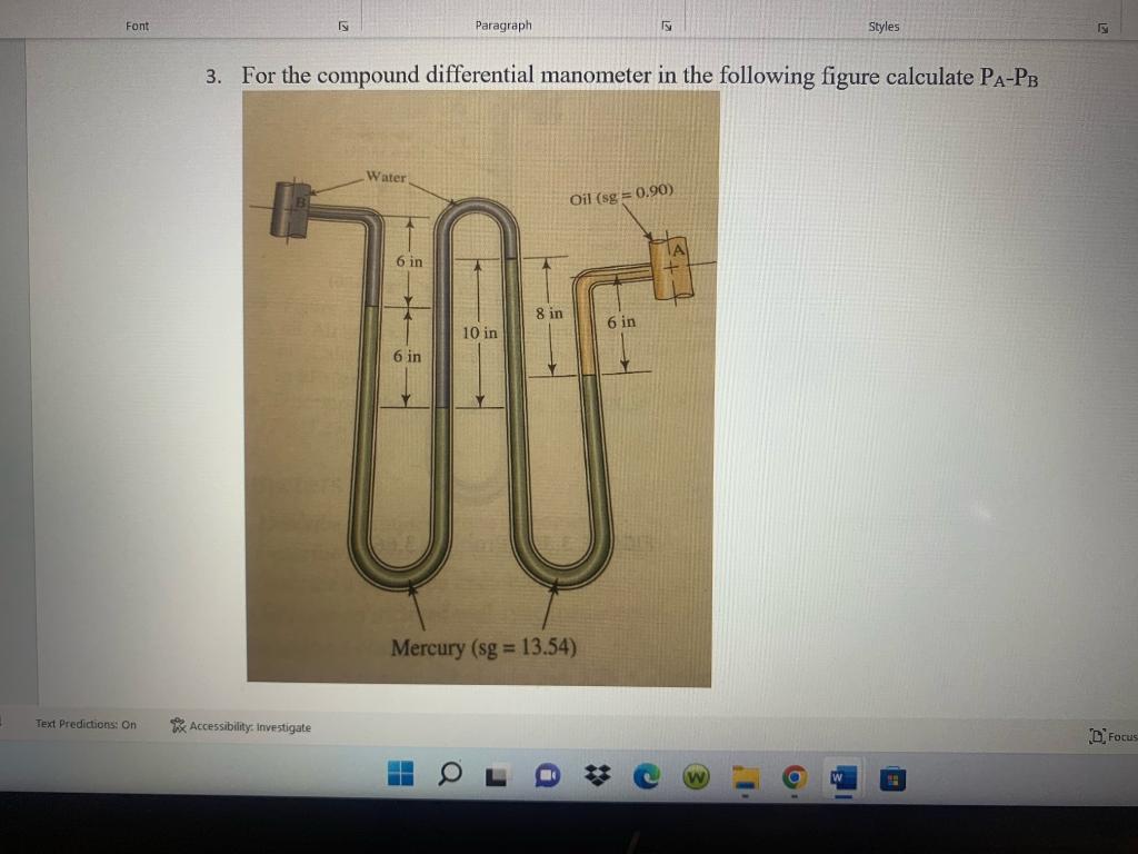 Solved 3. For the compound differential manometer in the | Chegg.com