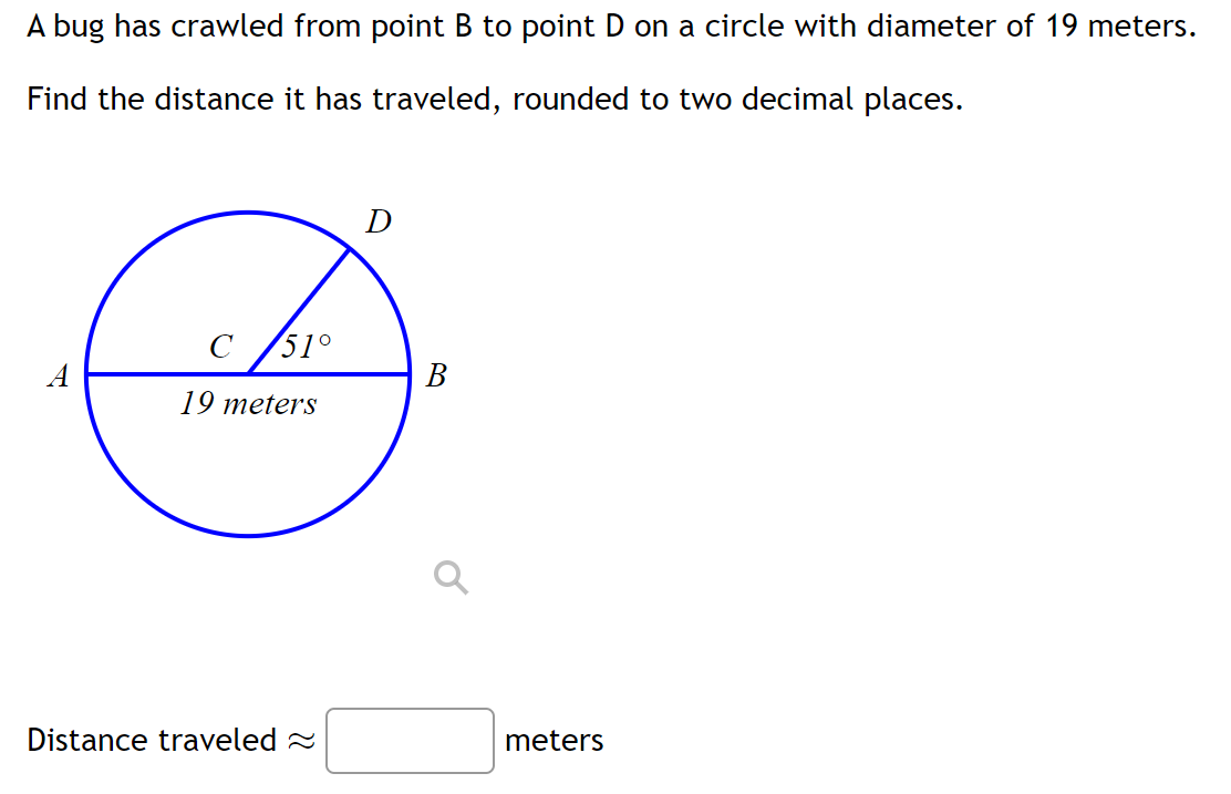 Solved A bug has crawled from point B to point D on a circle | Chegg.com