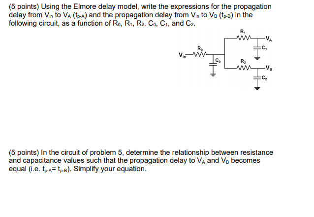 Solved (5 points) Using the Elmore delay model, write the | Chegg.com