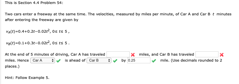 Solved This is Section 4.4 Problem 54: Two cars enter a | Chegg.com