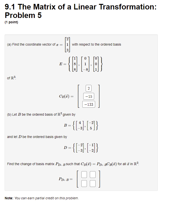 Solved 9.1 The Matrix of a Linear Transformation: Problem 5 | Chegg.com