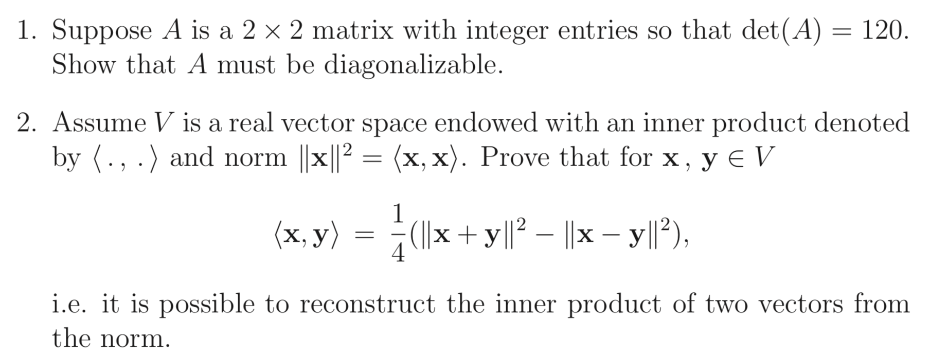 Solved 1. Suppose A is a 2 x 2 matrix with integer entries | Chegg.com