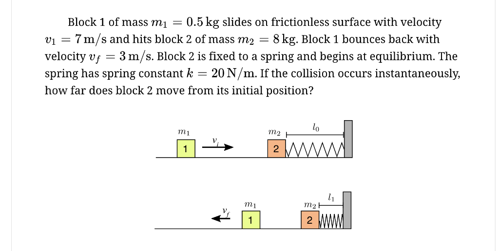 Solved Block 1 of mass m 0.5 kg slides on frictionless | Chegg.com