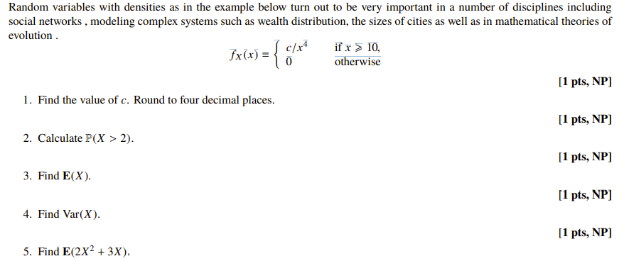 Solved Random variables with densities as in the example | Chegg.com