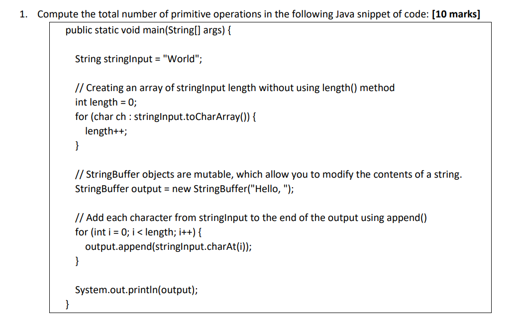 Solved pute the total number of primitive operations in the | Chegg.com