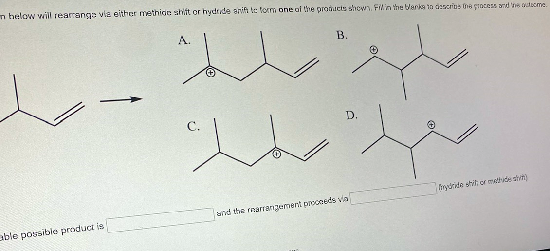 Solved The carbocation shown below will rearrange via | Chegg.com