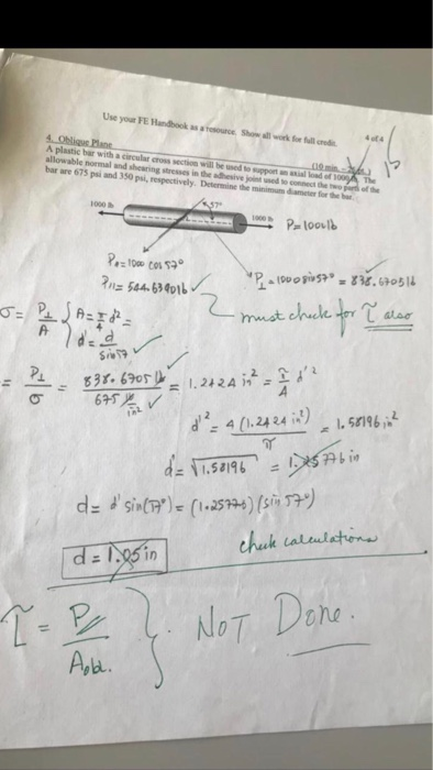 Solved Use your FE Handbook as a resource, Show all work for | Chegg.com