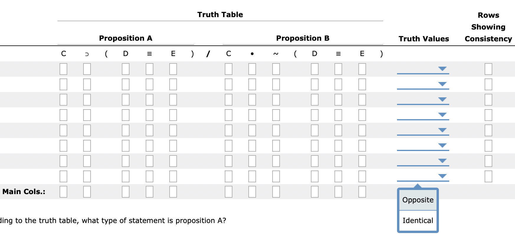 Complete the truth table for the given propositions. | Chegg.com
