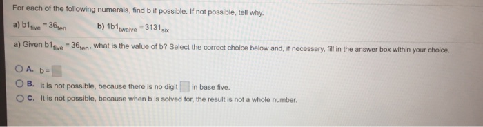 Solved For each of the following numerals, find b if | Chegg.com