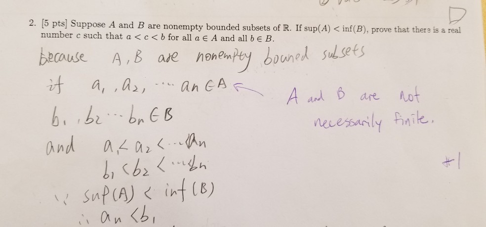 Solved 2. (5 pts Suppose A and B are nonempty bounded | Chegg.com
