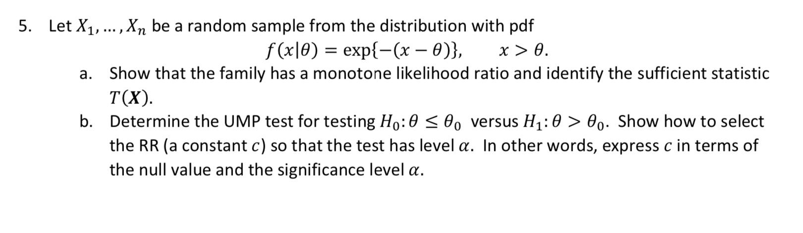 Solved Let X1,…,Xn be a random sample from the distribution | Chegg.com