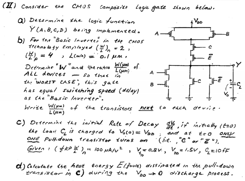 Solved - Voo (II.) Consider the CMOS composite logic gate | Chegg.com